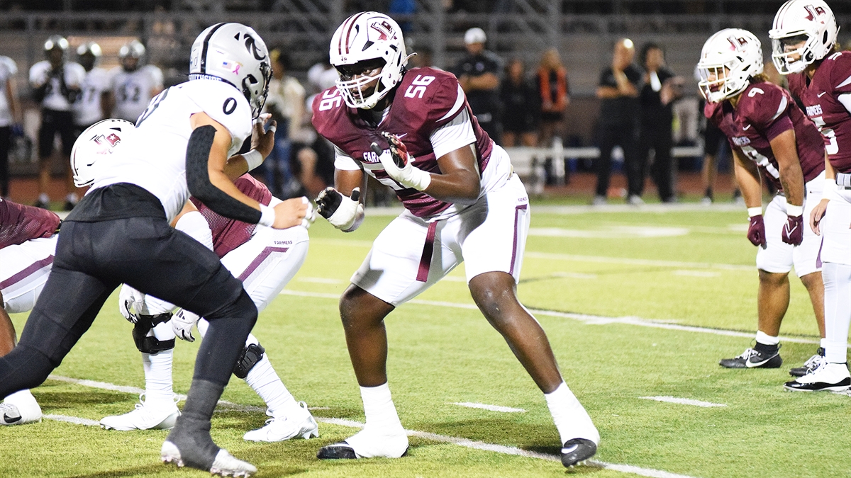 Steve Sarkisian and Brent Venables Watch Five-Star OT Michael Fasusi ...