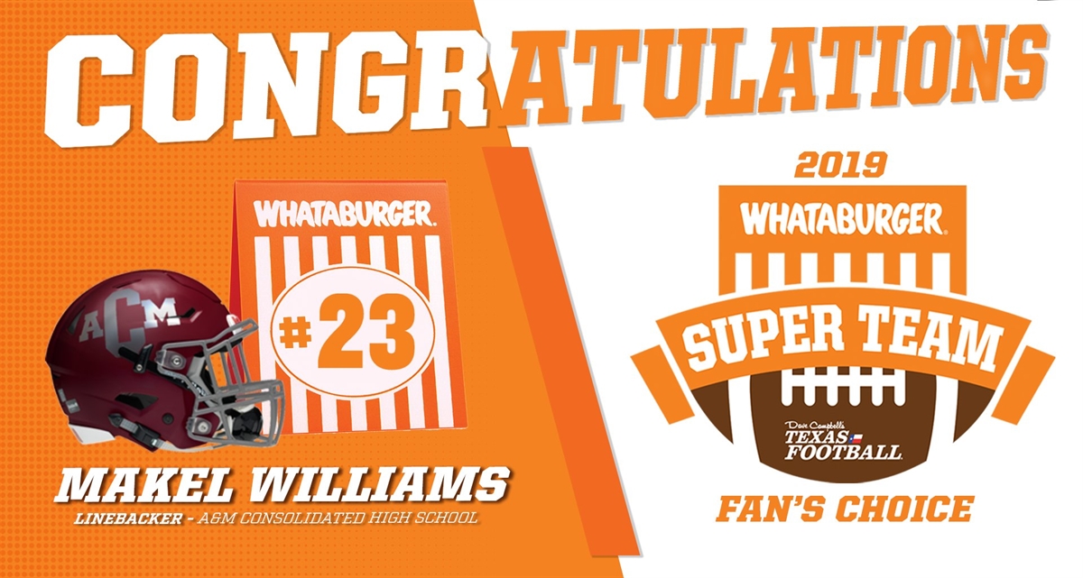 Whataburger Super Team Presentation: A&M Consolidated LB Makel Williams